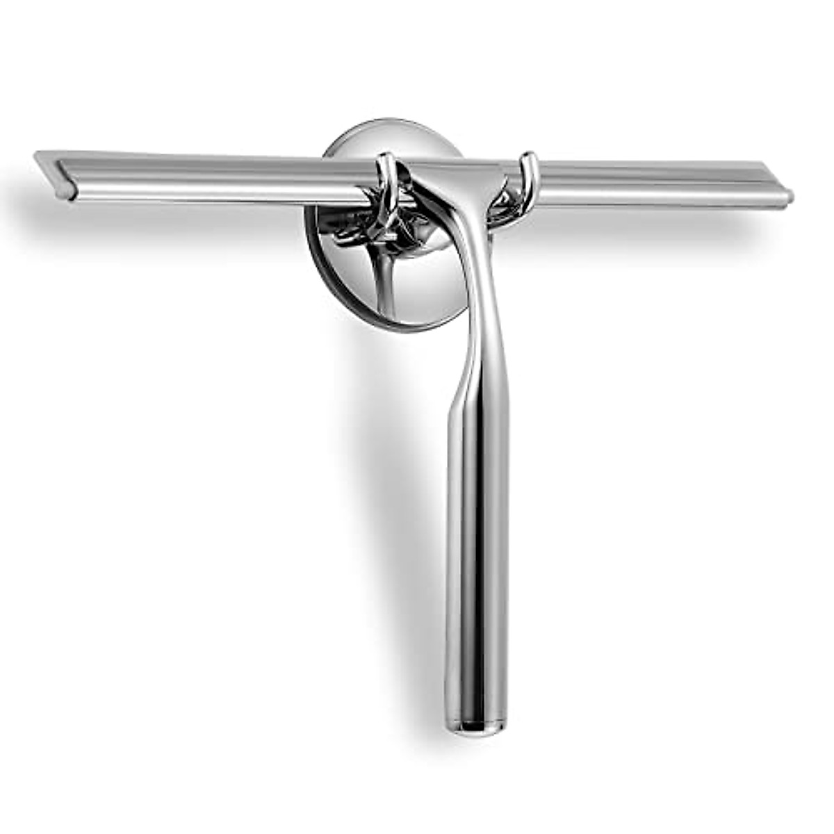 Shower Squeegee for Glass Doors 10 Inches Stainless Steel Squeege for Window and Car, 4 Suctions Shower Mirror