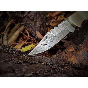 PAL 2000 KNIVES FOL-6016 Handmade Damascus Steel Folding Pocket Knife With Leather Sheath