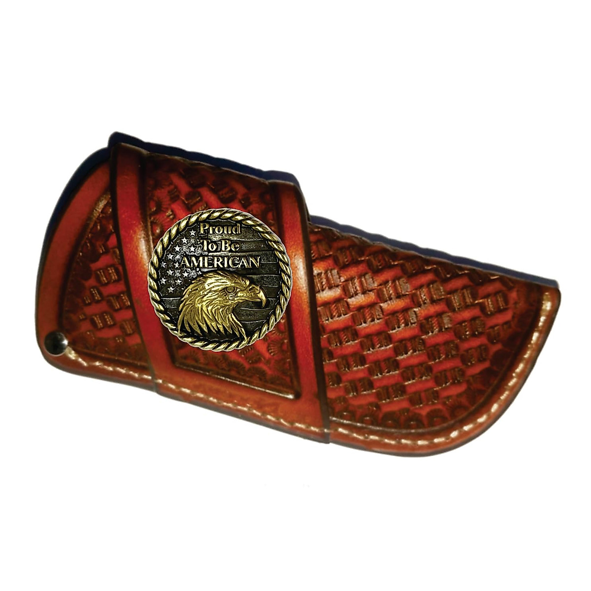 Custom Nocona Weave Proud American Side Draw Knife Sheath left side