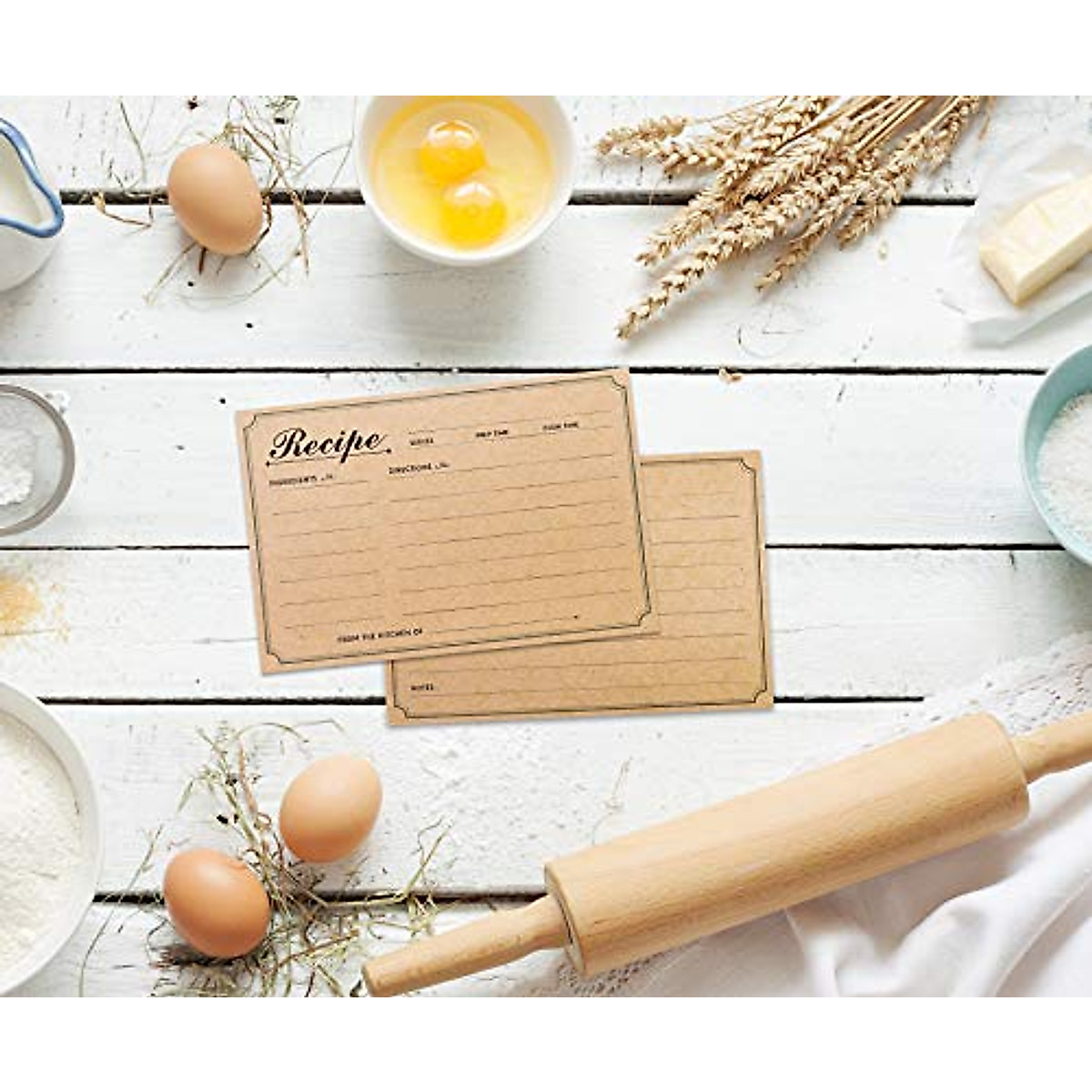 Recipe Cards 4x6 Double Sided, 50-Pack Blank Recipe Cards Kraft, 4 x 6 Inches