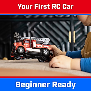 Force1 Mini RC Firetrucks Toys for Kids - 2 Pack Remote Control Kid Fire Truck Toy Set with Mini Water Tank and Boom Toy Fire Trucks for Boys or Girls, Rechargeable 2.4GHz Remote Firetruck with Lights