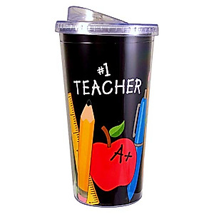 #1 Teacher Appreciation 20 oz. Acrylic Travel Sippy Cup with Straw