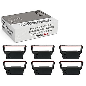 Mars POS Ribbons Compatible with Citizen DP600 Printer Ribbon CITIZEN IR61BR (Red Black, 6 Pack)