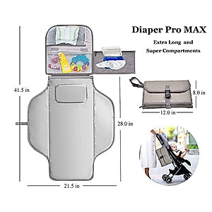 Portable Diaper Changing Pad, Detachable Travel Changing Pad for Baby with Wipes Pocket, Diaper Pad Changing Mat Clutch Bag for Newborn Boys & Girls