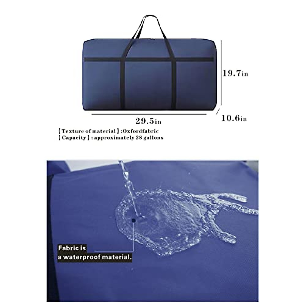 JMMBY Thickened Extra Large Storage Bag with Zippers & Carrying Handles,28 gallon,Moving Bags for household or travel.Waterproof fabric (3 Pack)