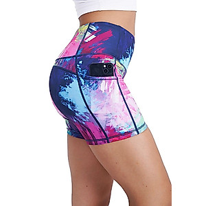 Tough Mode Women High Rise 5" Super Soft Athletic Shorts Pockets Bike Fitness Workout Running Yoga Tummy Control