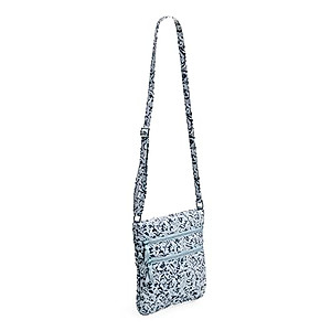 Vera Bradley Women's Cotton Triple Zip Hipster Crossbody Purse, Perennials Gray - Recycled Cotton, One Size