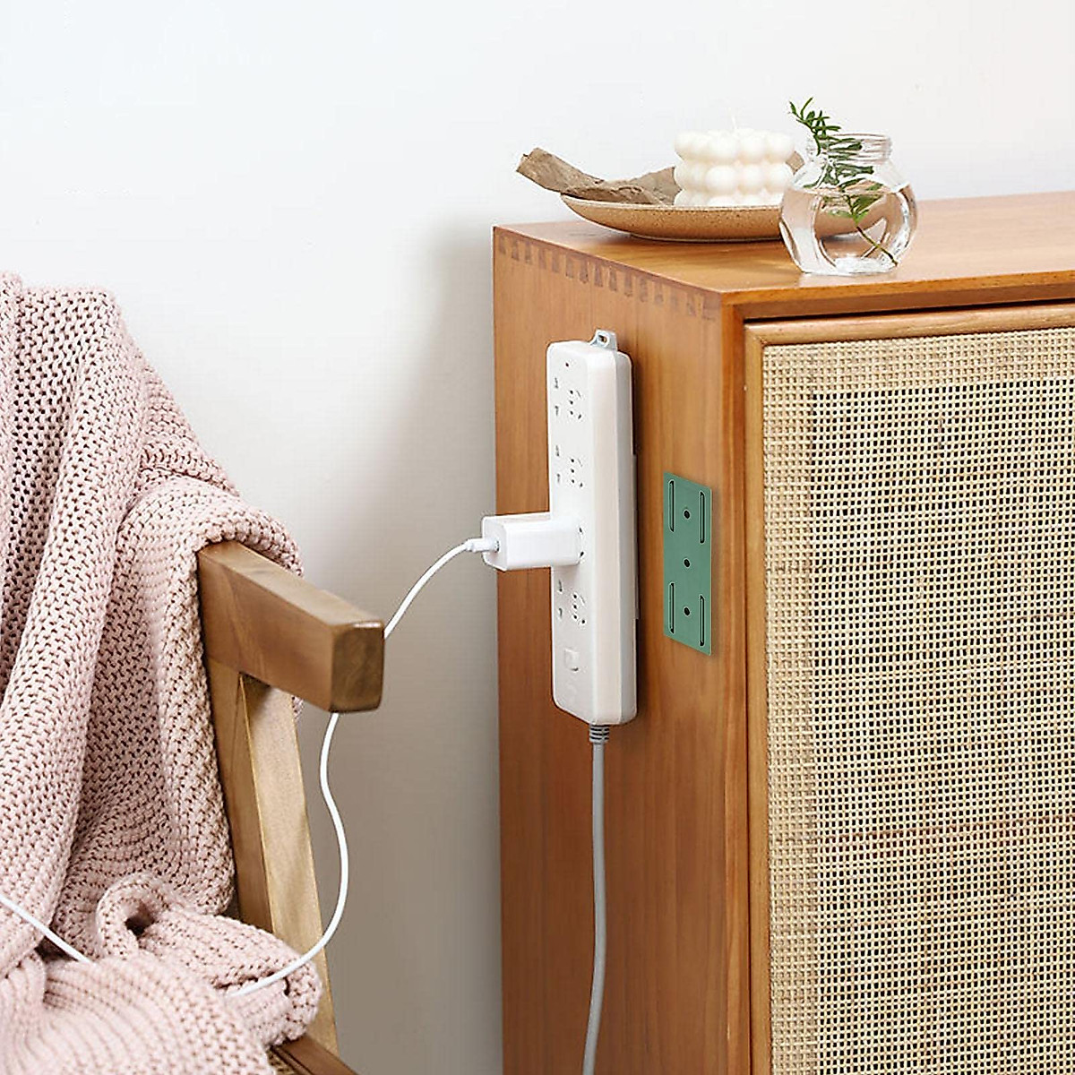 8PCS Self-Adhesive Desktop Socket Fixer | Adhesive Punch-Free Power Strip Holder Fixator | Wall-Mounted Power Strip Holde