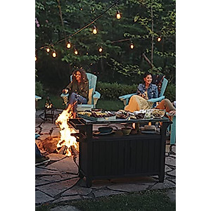 Keter Unity XL Portable Outdoor Table and Storage Cabinet with Hooks for Grill Accessories-Stainless Steel Top for Patio Kitchen Island or Bar Cart, Dark Grey