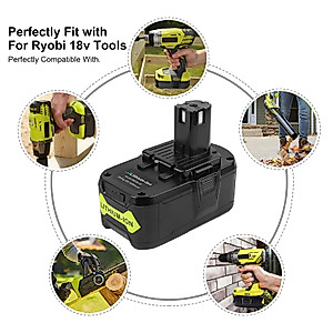 ARyee 6000Ah 18V P108 Replacement Battery for Ryobi 18V Lithium Battery P102 P103 P104 P105 P107 P109 Ryobi ONE+ Cordless Tool