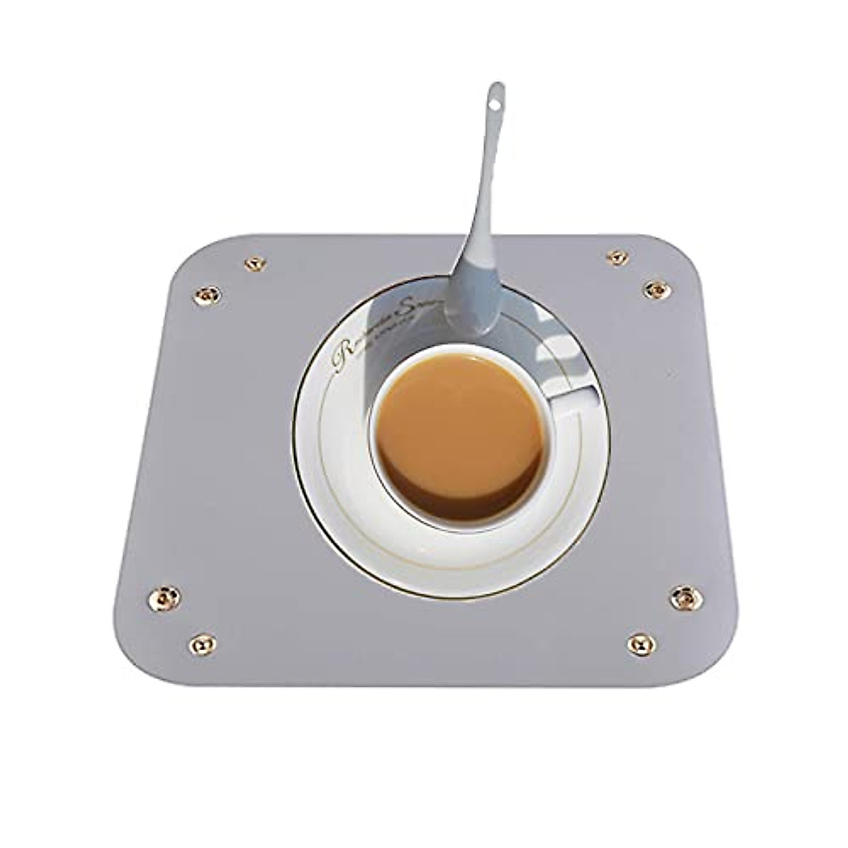 YunQin Leather Jewelry Tray Watch Coin Change Key Phone Catchall Valet Tray for Storage Nightstand Organizer Leather USB-Mouse pad, Easy to Clean Coffee Cup pad (Black)