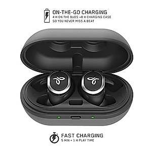 Jaybird RUN True Wireless Headphones for Running, Secure Fit, Sweat-Proof and Water Resistant, Custom Sound, 12 Hours In Your Pocket, Music + Calls (Jet)