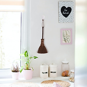 Cabilock 2 Pcs Brown Silk Broom Dollhouse Accessories Dining Room Table Decor Computer Brush Whisk Broomstick Straw Desk Cleaning Brush Table Fireplace Tea Ceremony Brush Small Broom Large