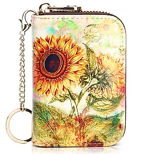 APHISON RFID Credit Card Holder Wallets for Women Leather Zipper Card Case for Ladies Keychain Wallet