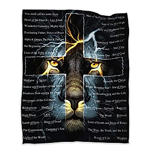 Bible Verse Throw Blanket Lion Throw Blanket 50x60 Inch Ultra-Soft Micro Fleece Blanket Religious Blanket Christian Blanket Gifts for Women Men Home Living Room Decoration for Kids Adults