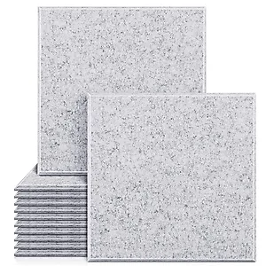 Upgraded 12 Pack Acoustic Panels Sound Proof Foam Panels Sound Proof Padding, 12"X12"X 0.4" High Density Bevled Edge Sound Panel, Idea for Acoustic Treatment & Wall Decoration (Black)