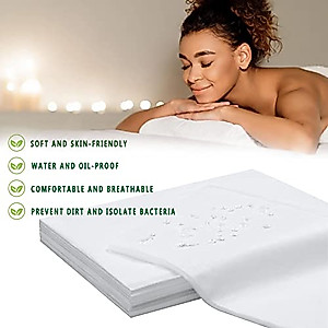 50 Pcs Disposable Bed Sheets 31" x 71" Massage Table Sheets Non Woven Fabric SPA Bed Cover Breathable for Massage Beauty Tattoos(White)