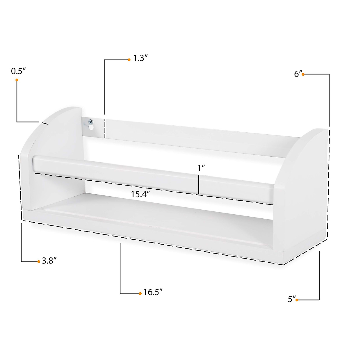 Wallniture Lissa Wall Shelf Wood Wall Mounted White Bookshelf for Nursery Wall Decor, Kids Storage Organizer Set of 2