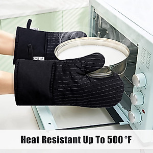 AORESAC Oven Mitts and Pot Holders Set, 500°F Heat Resistance and Flexible Oven Gloves for Kitchen Cooking, Non-Slip Silicone Surface and Soft Quilted Liner, 4 Pieces Set, 13 Inches