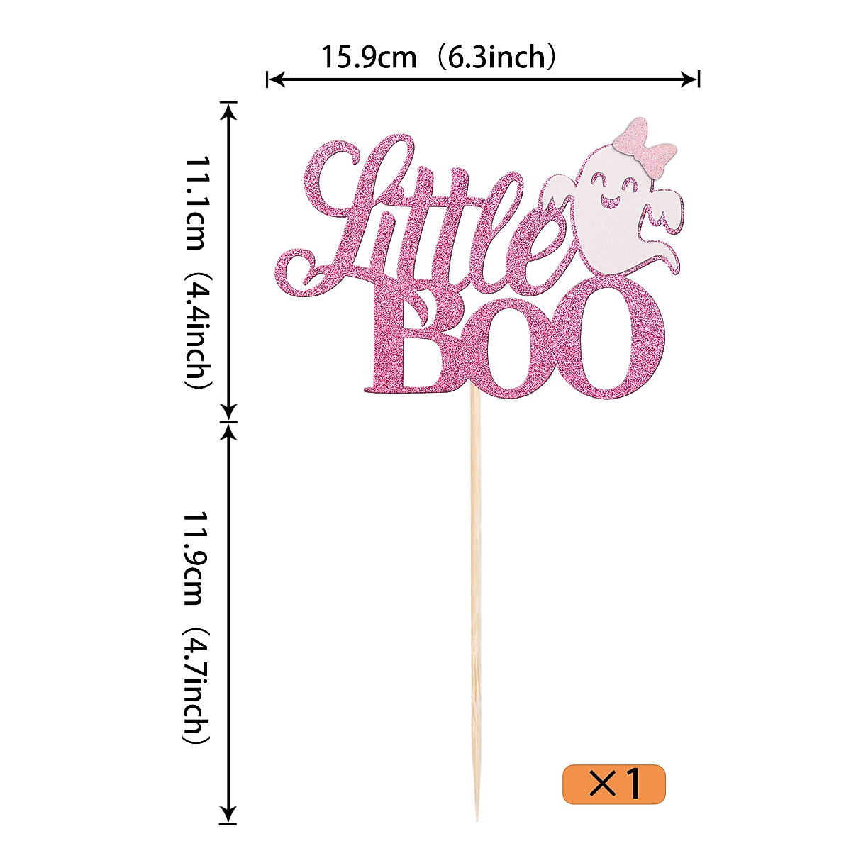 1 Pack Little Boo Halloween Cake Topper Glitter Happy Boo Day Ghost Cake Pick Baby Shower Birthday Happy Halloween Party Cupcake Decoration Supplies Pink