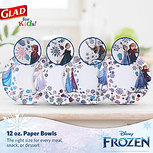 Glad for Kids Disney Frozen 12oz Paper Bowls| Disney Anna and Elsa Paper Bowls, Kids Bowls| Kid-Friendly Paper Bowls for Everyday Use, 12oz Paper Bowls 40 Ct
