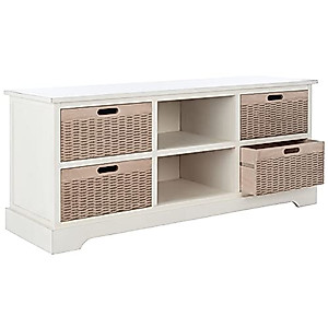 SAFAVIEH Home Collection Landers Distressed White 4-Drawer Media Stand (up to 55-inch Flat Screen TV)