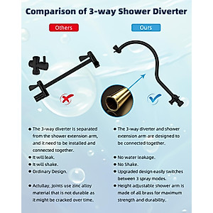 Hibbent Self-cleaning Shower Head, 10'' High Pressure Rainfall Shower Head, Showerhead Combo/Handheld Shower Head, 12'' Adjustable Curved Shower Extension Arm, 71'' Hose, 2 Shower Holders, Matte Black