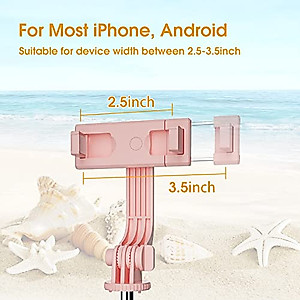 Selfie Stick Tripod with Remote 44 inch Bluetooth Selfie Stick Wireless Extendable Upgrade Portable Lightweight Tripod for iPhone 14 13 12 11 Pro Max Samsung Galaxy S22 S21 Android (Pink)