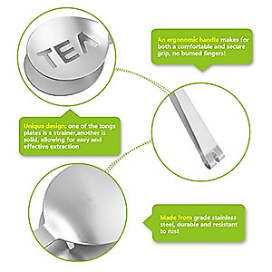 Aieve Tea Bag Squeezer, 2 Pack Stainless Steel Tea Bag Holder Tea Bag Tongs Tea Bag Spoon Tea Bags Strainer Clip for Gripping Ice Cubes