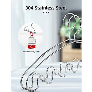 【Pack of 2】 Waikas Clothes Hangers with 7 Wave Grooves, 304 Stainless Steel, for Bras Suspenders Vests Ties Swimwear
