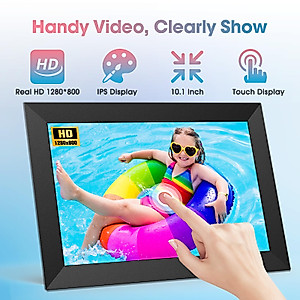 WiFi 10.1'' Digital Picture Frame with 1280x800 Resolution, Touchscreen Digital Photo Frame Share Photos and Videos Remotely via APP - Gift Guide for Christmas