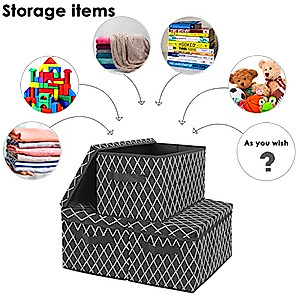 Fabric Storage Bins with Lids, Large Toy Box Chest for Kids Boys Girls, Collapsible Storage Basket Organizer with Handles for Clothes,Books,Closet,Nursery,Shelves,Pantry,14.4x10x8.5 Inch,Set of 3,Gray