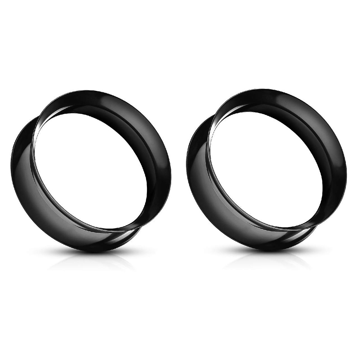 Pierced Owl Black Ultra Thin Silicone Double Flared Saddle Tunnels, Sold as a Pair (25mm (1"))