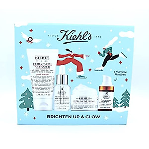 Kiehl's Brighten Up & Glow 4 Piece Set: Ultra Facial Cleaner, Dark Spot Solution, Ultra Facial Cream, Line Reducing Eye Serum