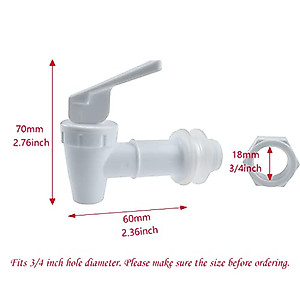 Plastic Water Spigot Water Faucet Dispenser Valve Reusable Water Crock Tap Jugs Bottles Water Bucket Jug Faucet Replacement Cooler Water Faucet Spout, 2 PCS, White