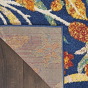 Nourison Allur Floral Navy Multicolor 7'10" x 9'10" Area -Rug, Easy -Cleaning, Non Shedding, Bed Room, Living Room, Dining Room, Kitchen (8x10)