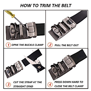 Founders & C Men's Leather Ratchet Click Belt Dress with Slide Buckle -Adjustable Trim to Fit (28"-42" Waist Adjustable, Square Chrome Buckle W Grey/Gray Leather)