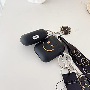 BLRGMZC with Fancy Happy Smiley Lanyard Keychain Airpods 3rd Generation Case Cover，for Boys Girly Women Design.Cute Unique Smiley Personalised TPU Soft Airpods 3 Frosted Case