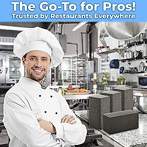 Non Toxic, Restaurant Grade Grill Cleaning Brick 4 Pk. Reusable, Non Scratch Pumice Stone Bricks for Smoker, Flat Top Grill, BBQ Grate, Flattop and Cast Iron. Best 4x4x8" Griddle Cleaner Tool Block.