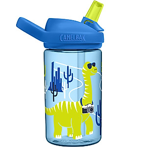 CamelBak eddy+ 14oz Kids Water Bottle with Tritan Renew – Straw Top, Leak-Proof When Closed, Road Trip Dinos