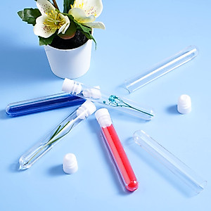 Flutesan 200 Pcs Clear Plastic Test Tubes 16 x 100 mm(10 ml) Test Tubes with Caps for Scientific Experiments,Halloween, Christmas, Scientific Themed Birthday Party Supplies, Candy Storage