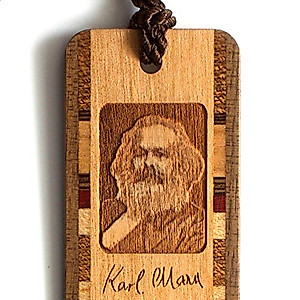 Karl Marx with Signature Engraved Wooden Bookmark with Tassel - Also Available with Personalization - Made in The USA