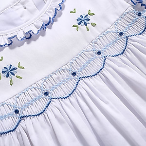 Pettigirl Baby Infant Toddler Girl Hand Smocked Embroidery Dress Outfit White