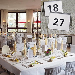 Stainless Steel Table Numbers, 1-10/25/50/100 Restaurant Digital Number Plate Tabletop Number Stackable, Wedding Birthday Marriage Party Supplies(1 to 25)