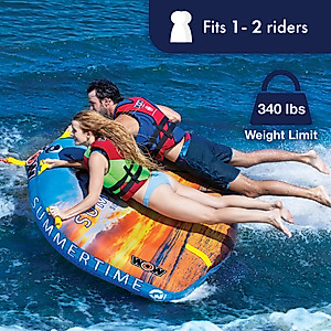 WOW Sports - Summer Time Soft Top Deck Tube - 2 person Inflatable Boating Accessory - Fits Kids & Adults