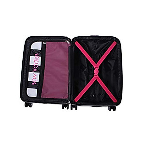 Betsey Johnson 30 Inch Checked Luggage Collection - Expandable Scratch Resistant (ABS + PC) Hardside Suitcase - Designer Lightweight Bag with 8-Rolling Spinner Wheels (Girls Print, 30in)