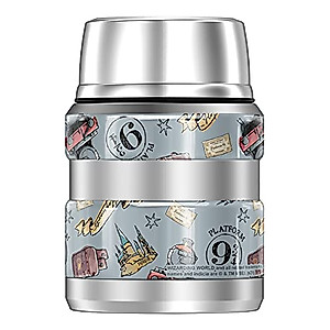 THERMOS Harry Potter Watercolor Hogwarts Express Pattern STAINLESS KING Stainless Steel Food Jar with Folding Spoon, Vacuum insulated & Double Wall, 16oz