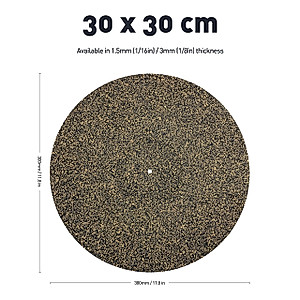 Turntable Mat Slipmat Cork and Rubber (Diameter: 30cm/11.8in Thickness: 3mm 1/16in) Vinyl Record Improve Sound Quality Reduce Vibrations Absorb Resonances DIY Upgrade Platter - Unihom