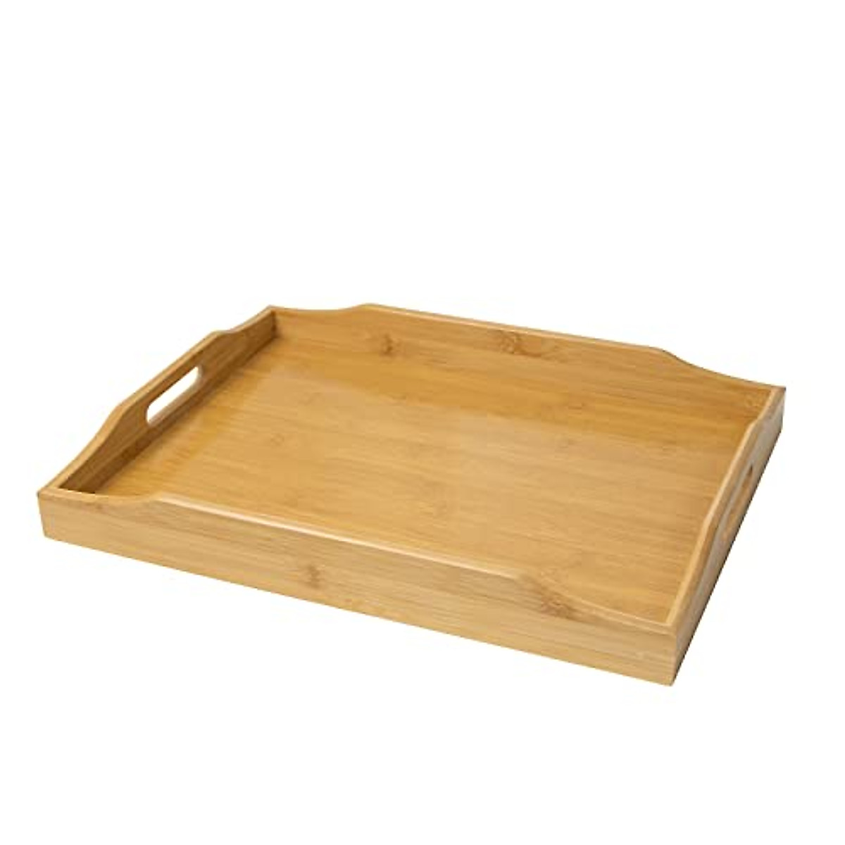 Bamboo Tray with Handle Rectangular Dinner Plate, Wooden Breakfast Tray Coffee Table Tray Suitable for Eating