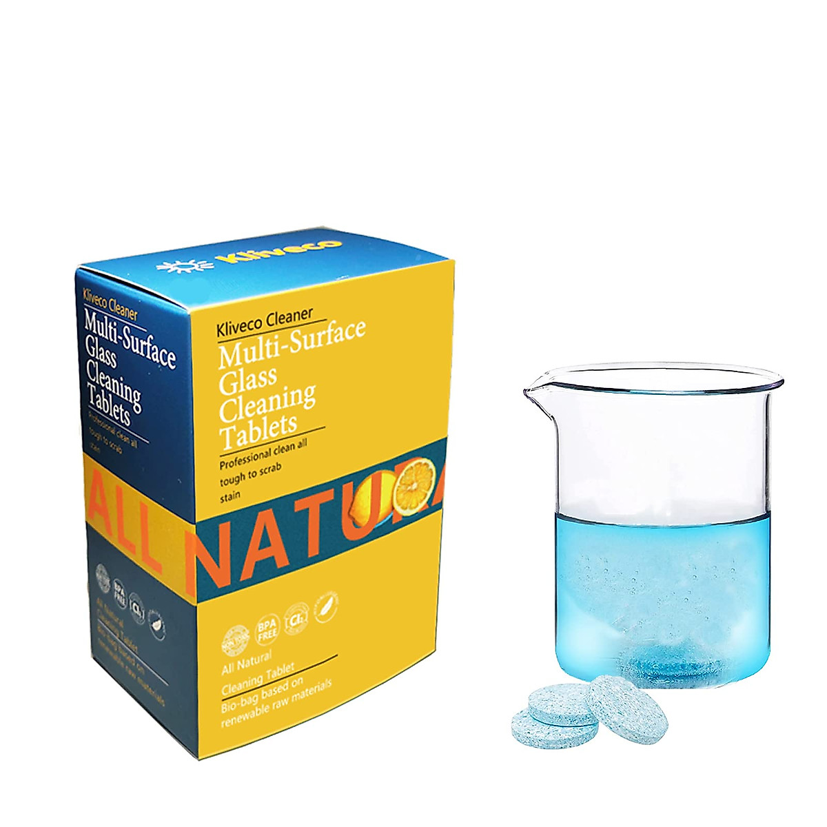 Kliveco 30PCS Car Windshield Washer Fluid Tablet,Windshield Wiper Fluid,Window and Glass Cleaner Effervescent Tablets,1 Pack Makes 33 Gallons,car,Home(Winter: Use With De-icer or Methanol)